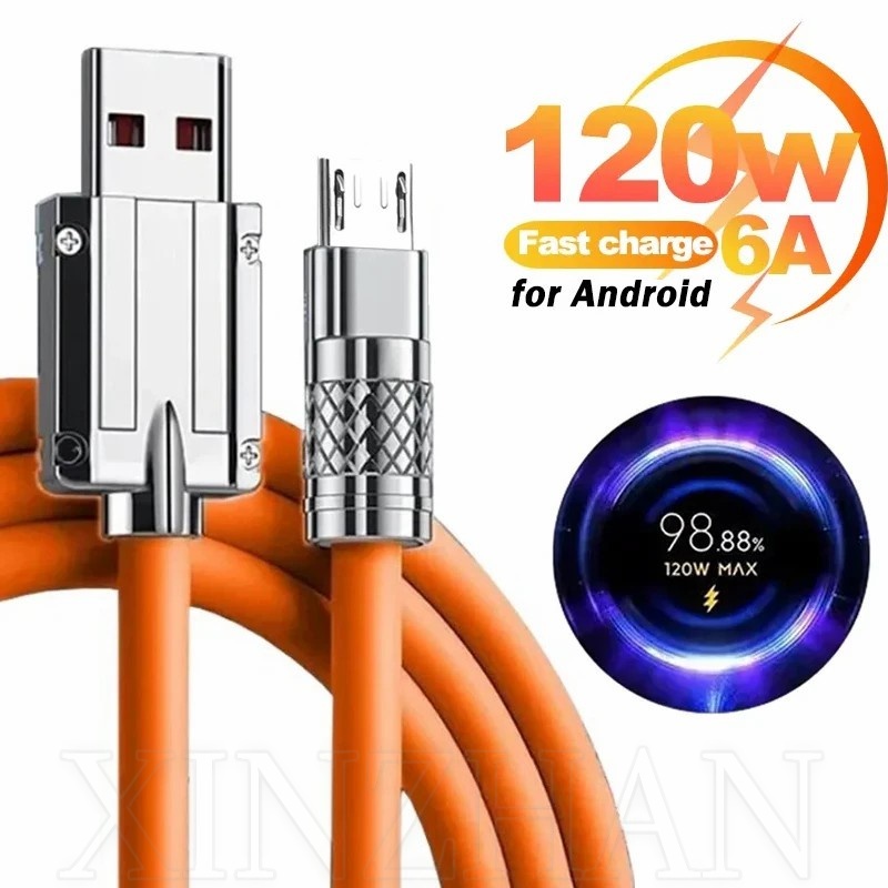 120W 6A Zinc Alloy Wire Super Fast Charging Cord / Liquid Silicone ...