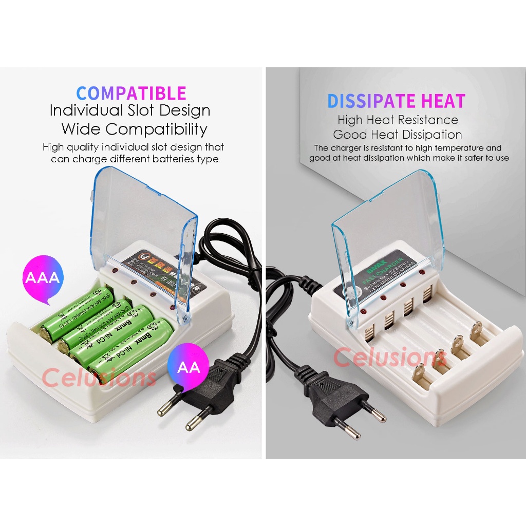 【SG Seller】️Rechargeable Batteries️ AA | AAA | 4 Slots Socket Charger ...