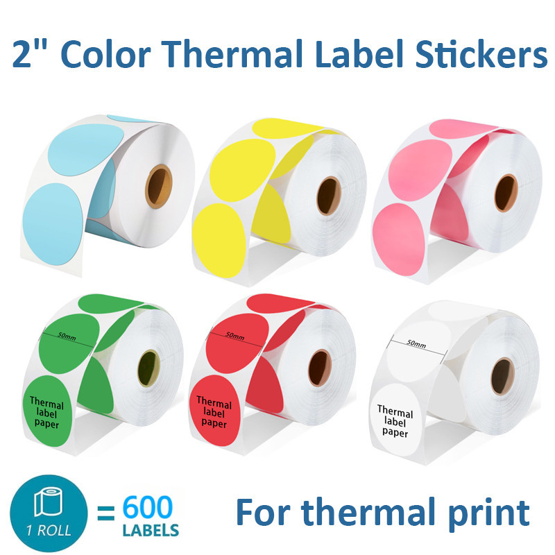 2" Color Round Printing Thermal Label Stickers Scrapbooking Stickers ...