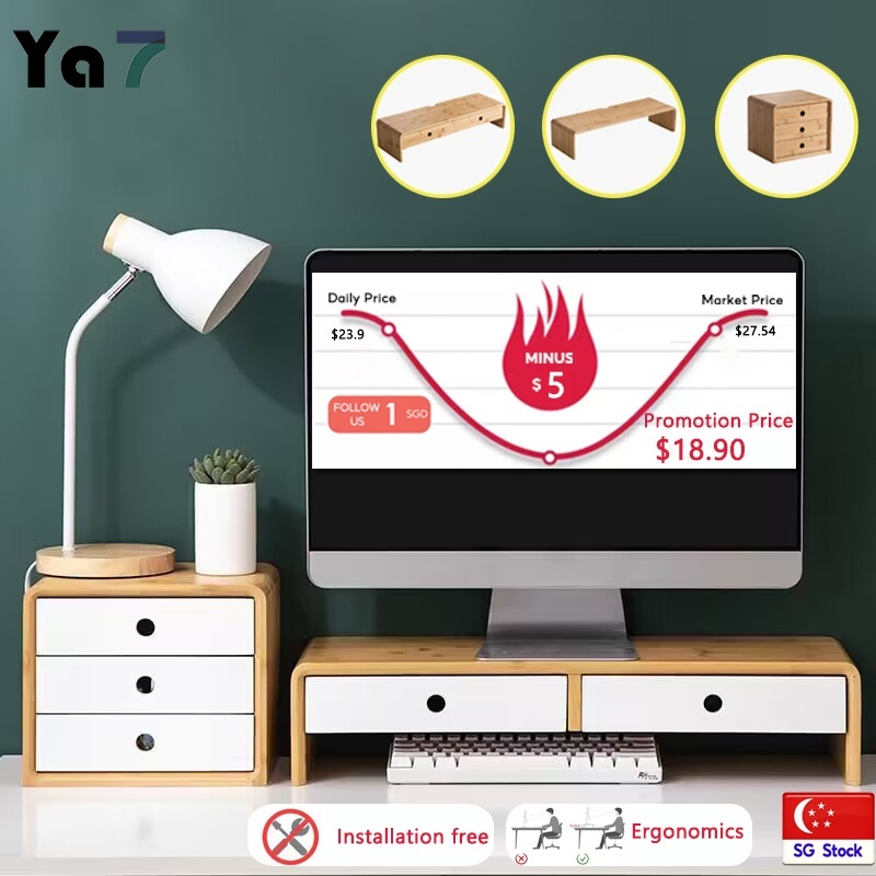 SG Stock Home Wooden Monitor Riser Stand/Ergonomic Laptop Stand/Desk ...