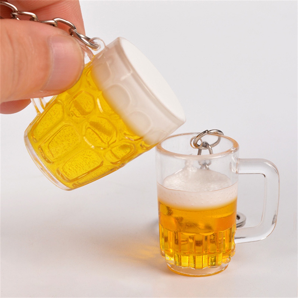 Funny Simulation Beer Mug Keychain Miniature Beer Pendant Keyring for ...