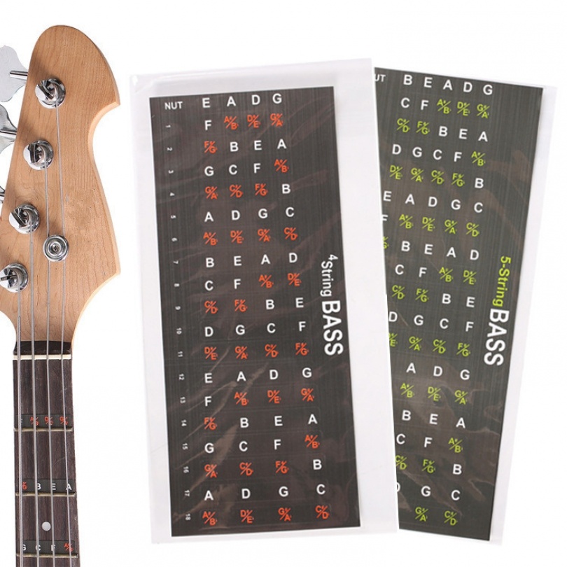 4 / 5 Strings Bass Fingerboard Note Labels Bass Fretboard Note Map ...