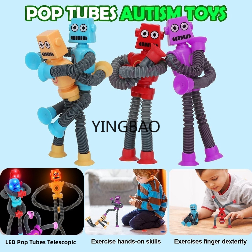 Variable Light Cartoon Robot Telescopic Tube Toys Kids Puzzle Stretch ...