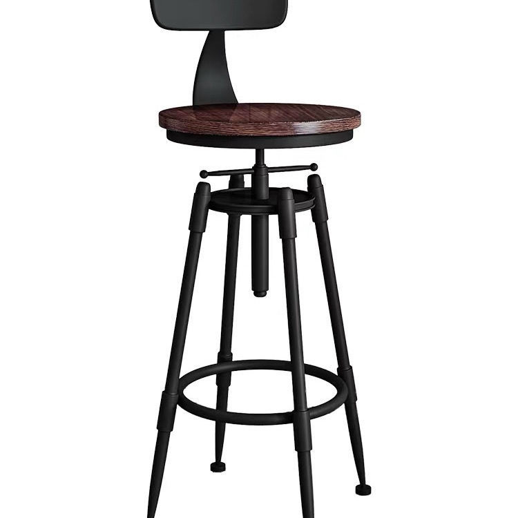 Bar Stool Bar Chair Rotating Chair Lift Solid Wood High Leg Stool Iron ...