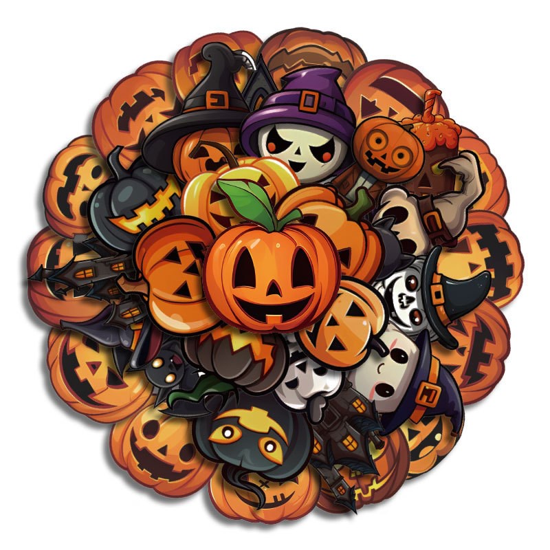 50 Pcs Halloween Stickers In Different Shapes Vinyl Waterproof Stickers ...