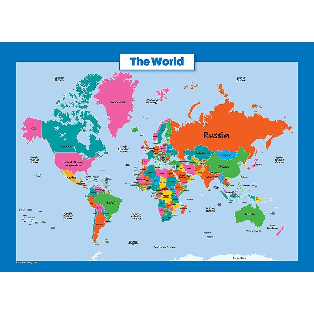 World Map for Kids Laminated Wall Chart Map of The World | Shopee Singapore