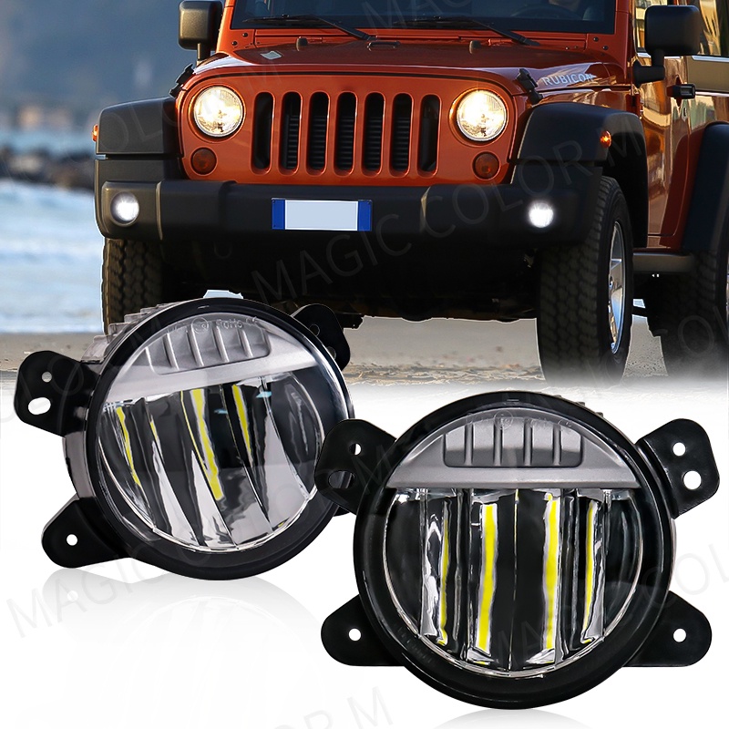 LED Fog Lights For Jeep Wrangler JK JL JLU Rubicon Sahara 2018 2019 DRL ...