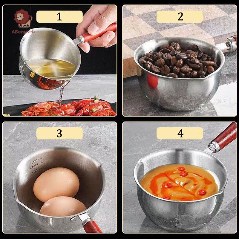 abongsea Pot Saucepan Pan Milk Sauce Cooking Soup Oil Pots Warmer Stock Ladle Induction Butter ...