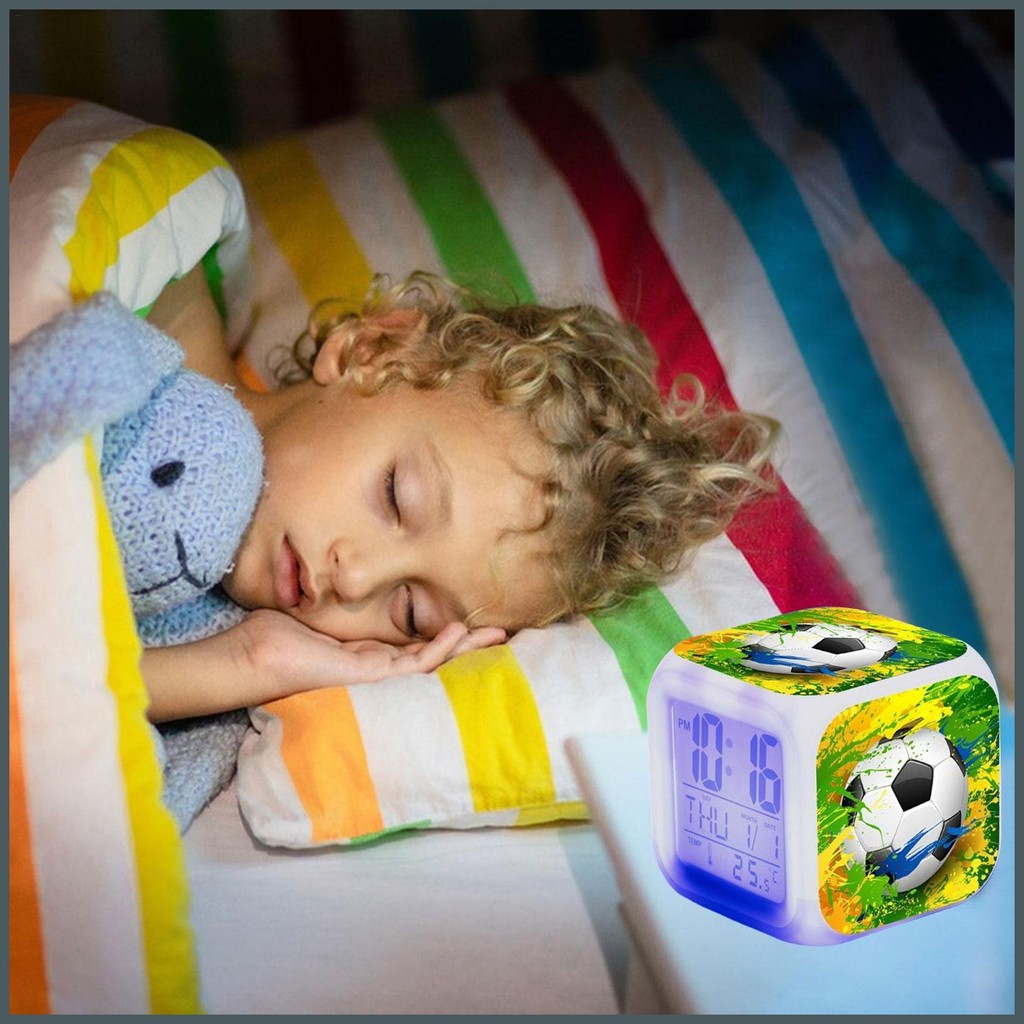Soccer Alarm Clock Desk Clock with LED Lights Electronic Clock Kids ...