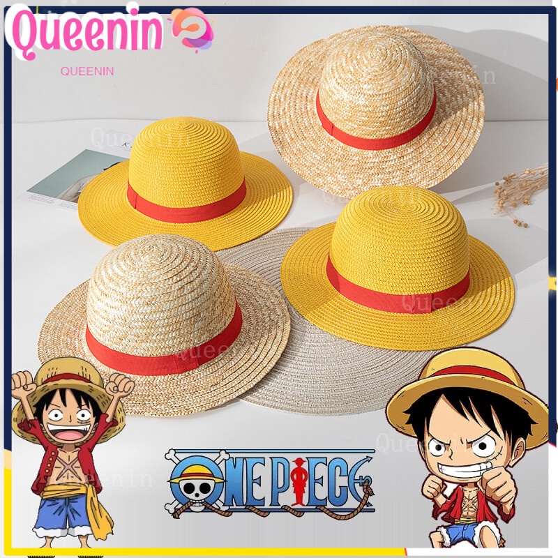 One Piece Luffy Hat Cosplay Cap Adult/Kids Straw Boater Beach Hat ...