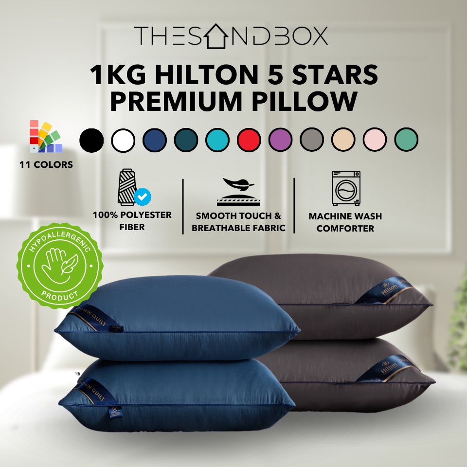 Hilton Hotel Grade Pillow 1kg - Five Star, 11 Colors, Luxurious ...
