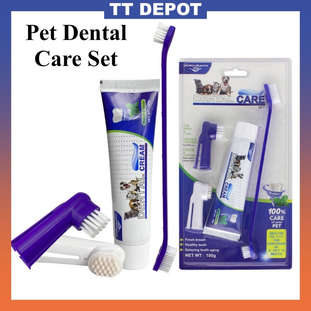 Pet Dog Cat Toothpaste Set Cat Toothbrush Dog Finger Toothbrush Berus ...