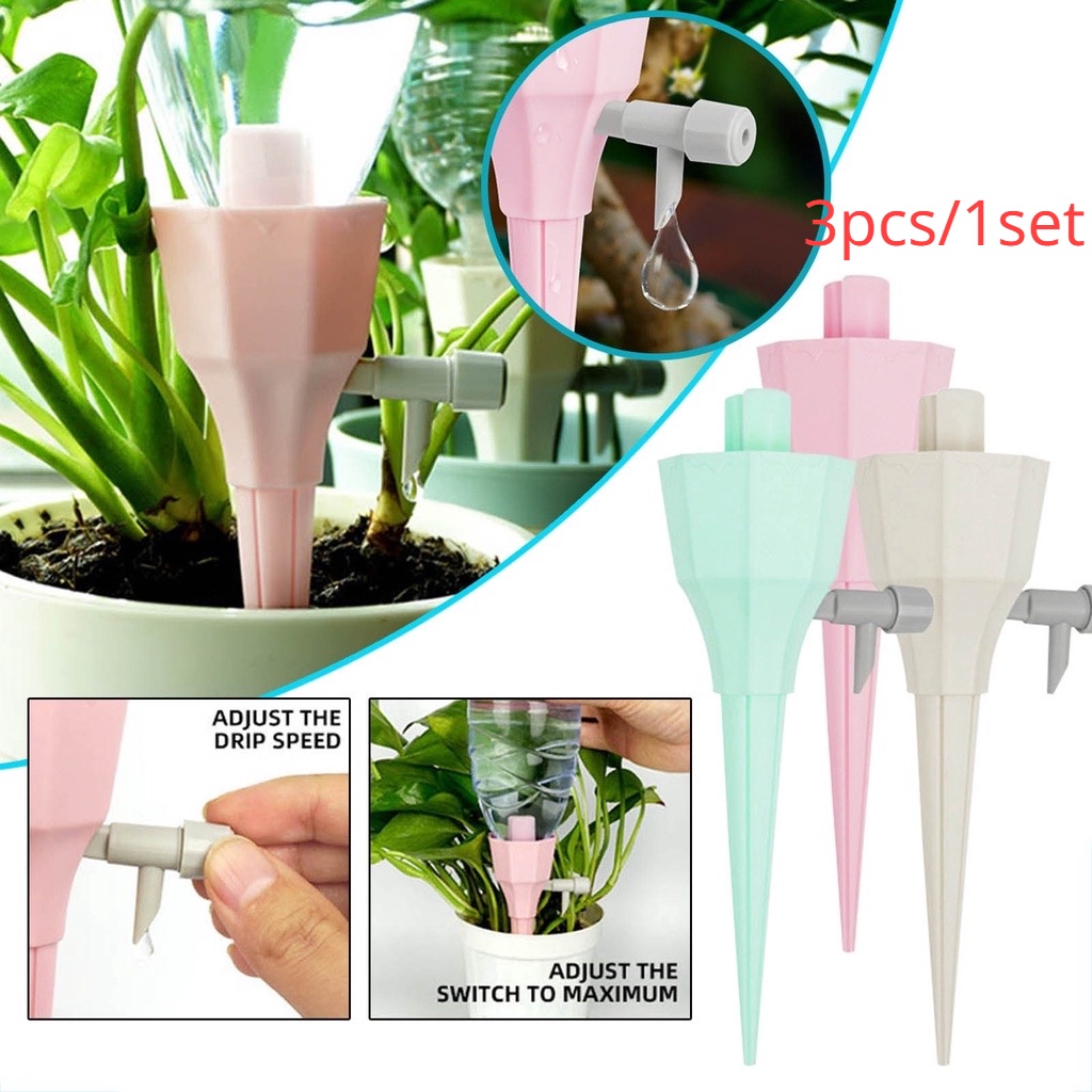 New 3PCS Drip Irrigation Self-Watering Kit Automatic Plant Waterers ...