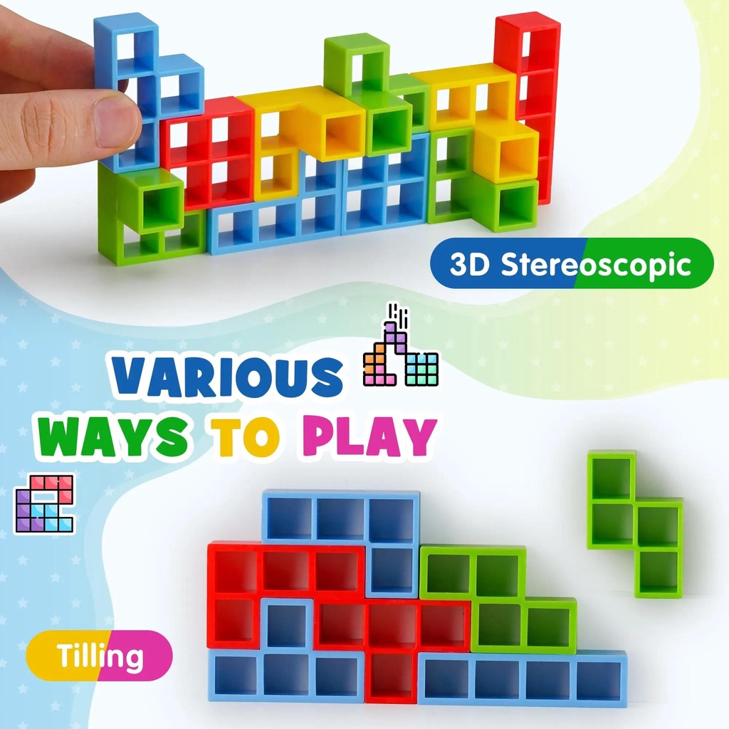 16/32/48PCS Tetra Tower Fun Balance Stacking Building Blocks Board Game ...