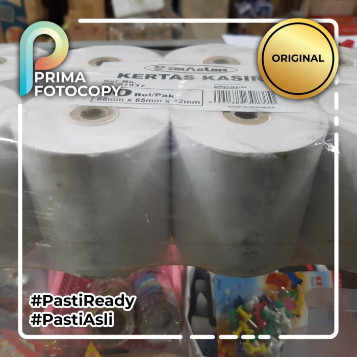 Hvs Cashier Paper 1 Roll 68mm x 65mm x 12mm Not Thermal ~ Original ...