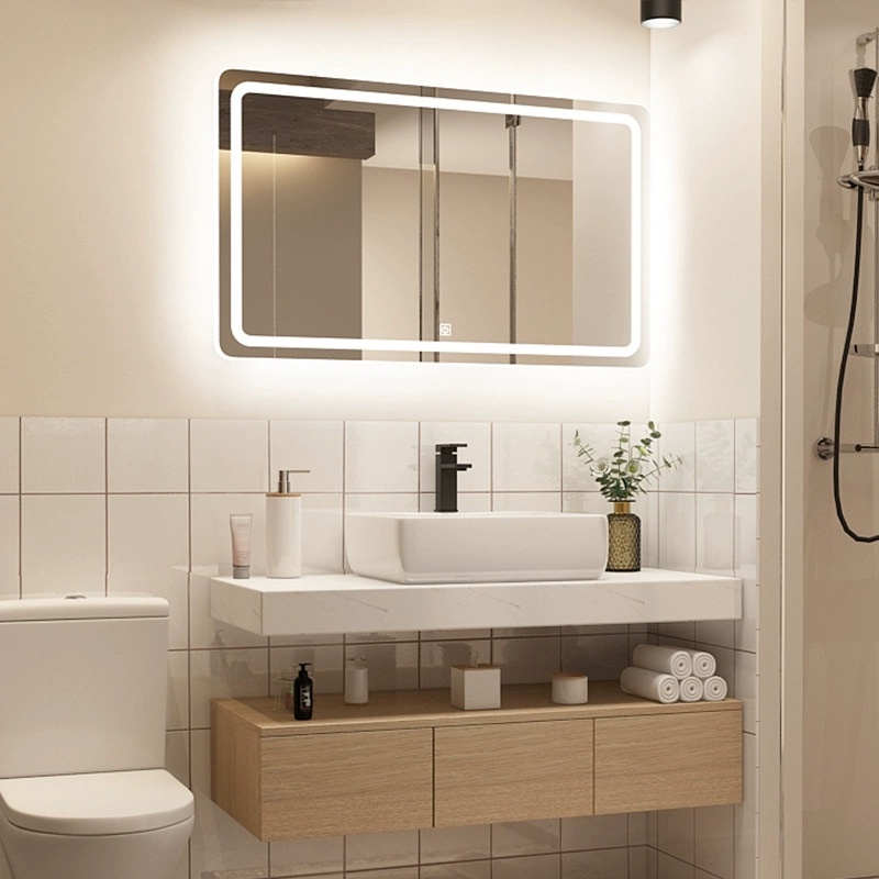 Oo Bathroom Mirror Cabinet Double-layer Wash Basin Set Makeup Mirror ...