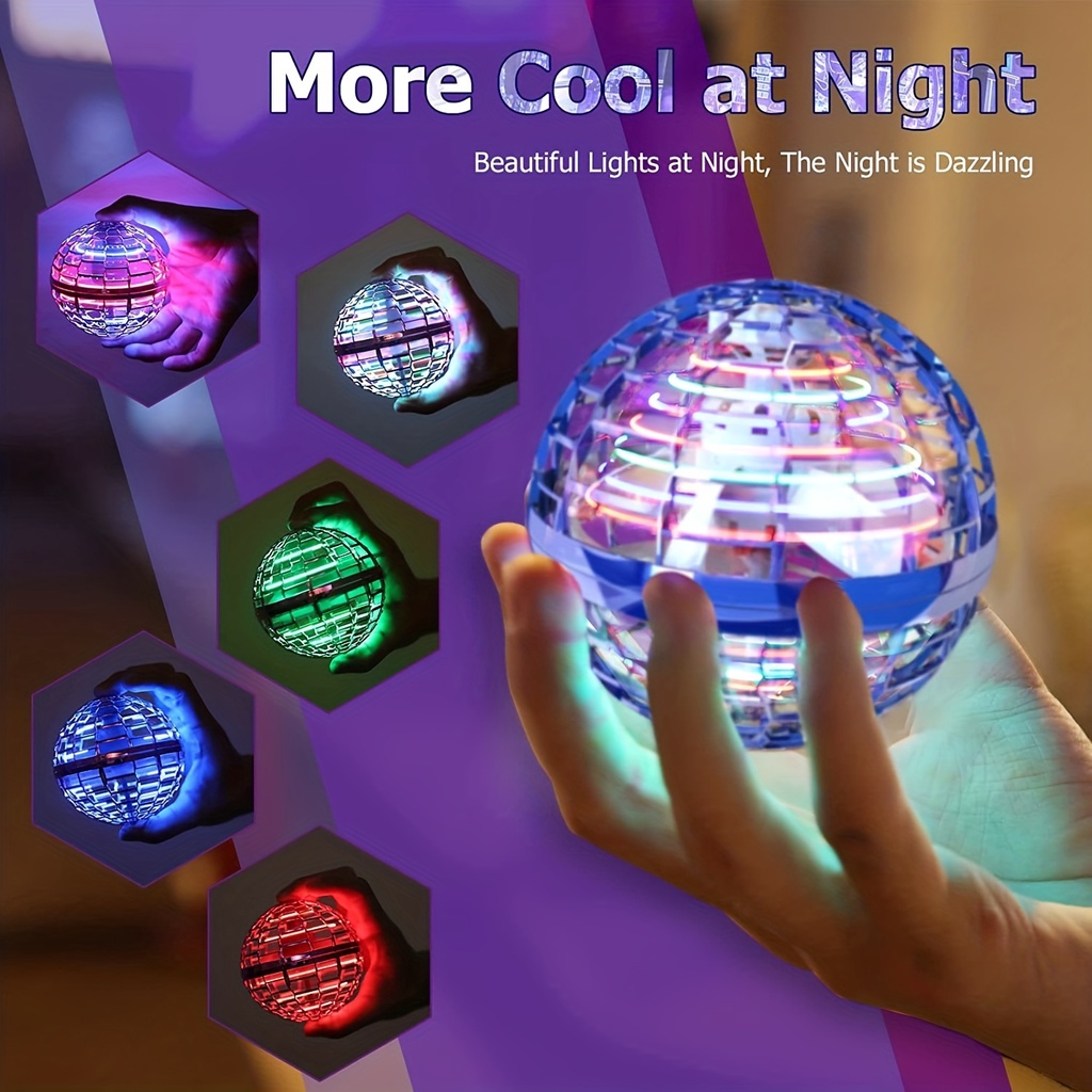 Induction Rotating Hover Flying Ball Toy with LED Light, Indoor Outdoor ...