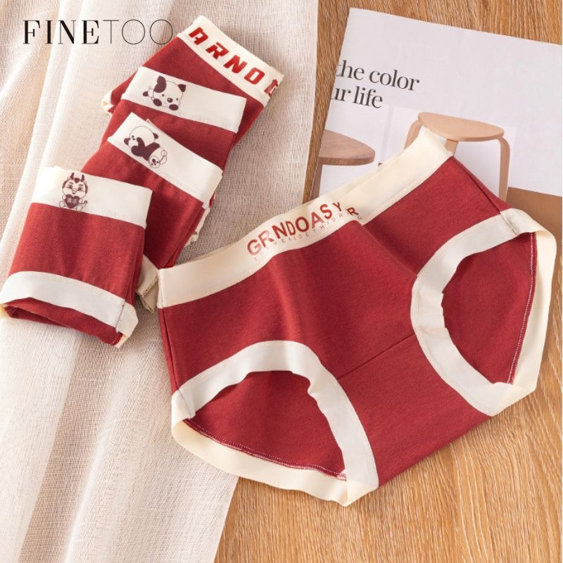FINETOO Cotton Panty Letter Belt Comfortable Panties Red New Year Good ...