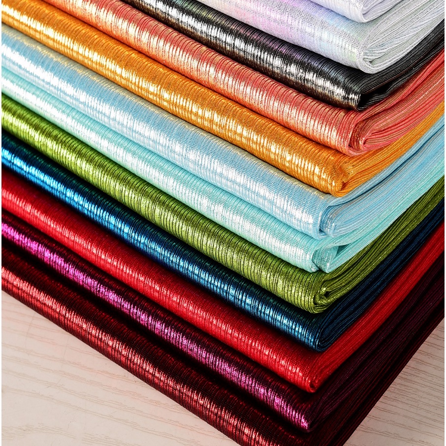 Soft Shiny Stretch Metallic Luster Rib Knit Fabric for Dress Costume ...