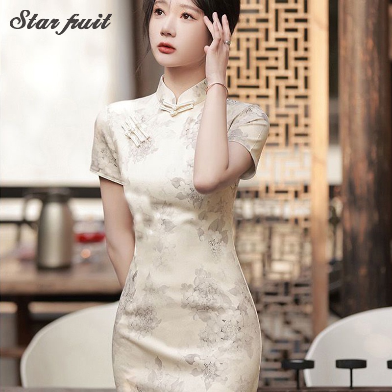 Star fruit French cheongsam new style retro long improved version girl ...