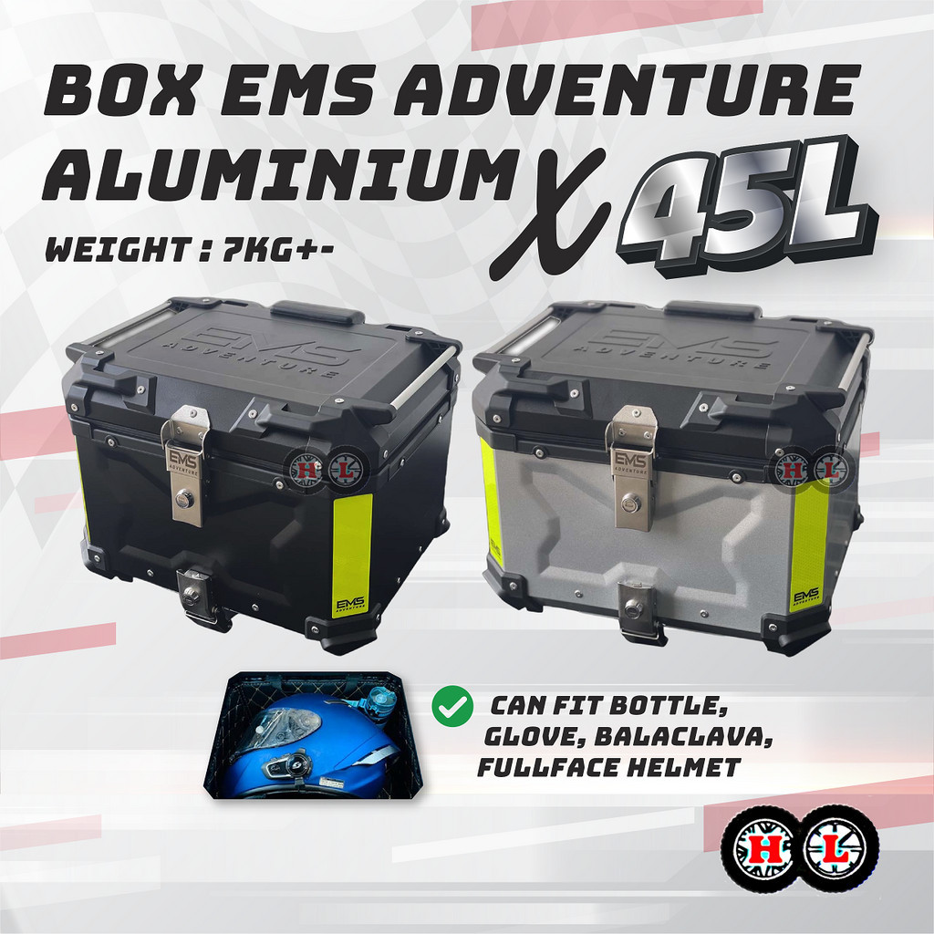 EMS TOP BOX ALUMINIUM 45L MOTORCYCLE BOX -TBX ALUMINIUM 45L EMS ...