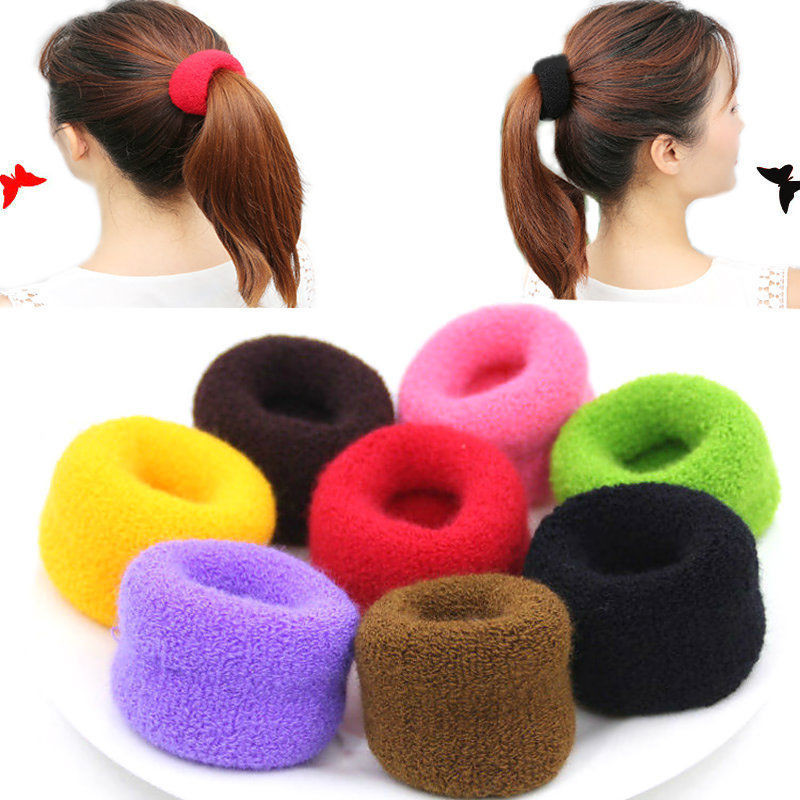 3-12 Pack Korean Version Large Thick Fleece Hair Ring Press Hair Ring ...