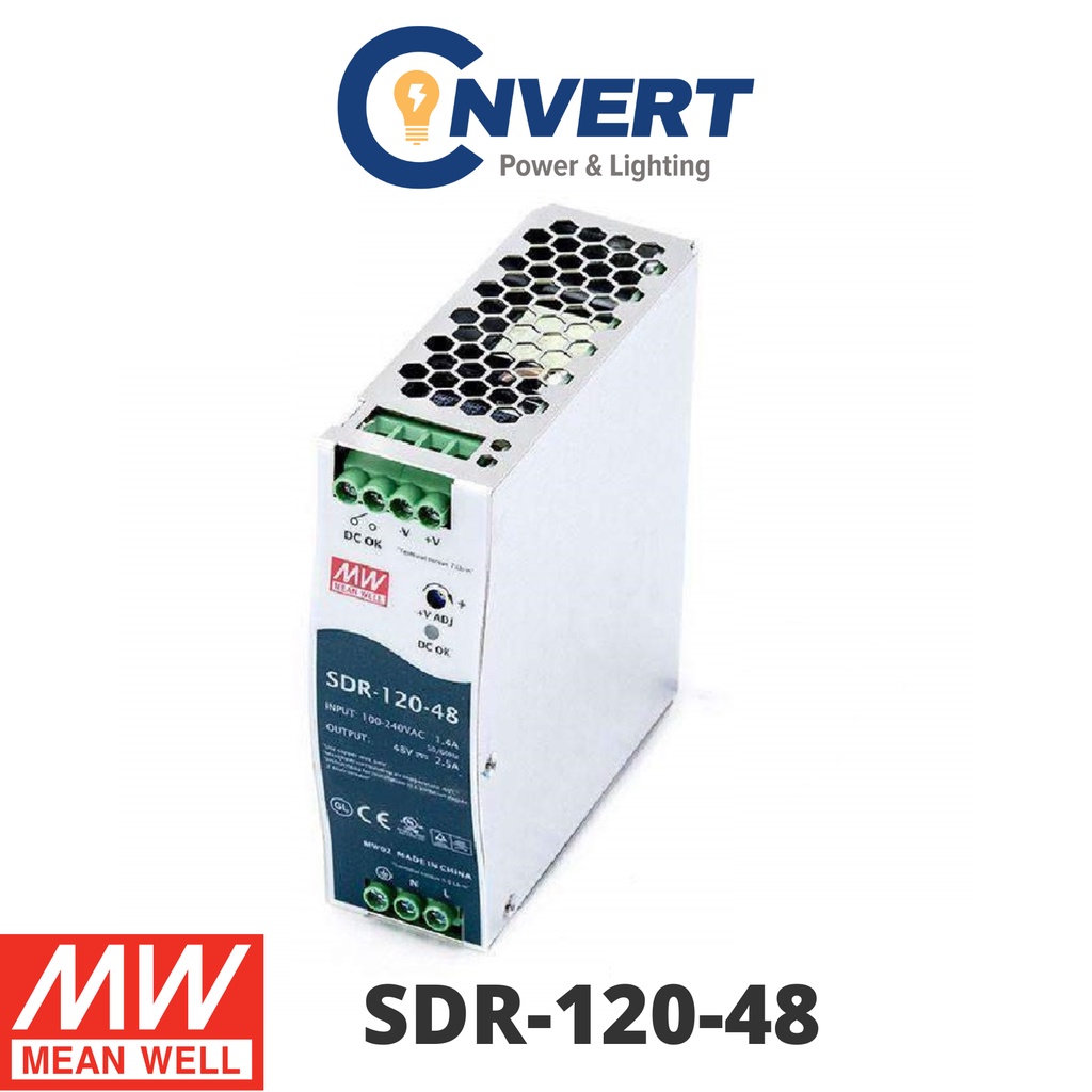 MEAN WELL (SDR-120 Series) SDR-120-48 Switching Power Supply with PFC ...