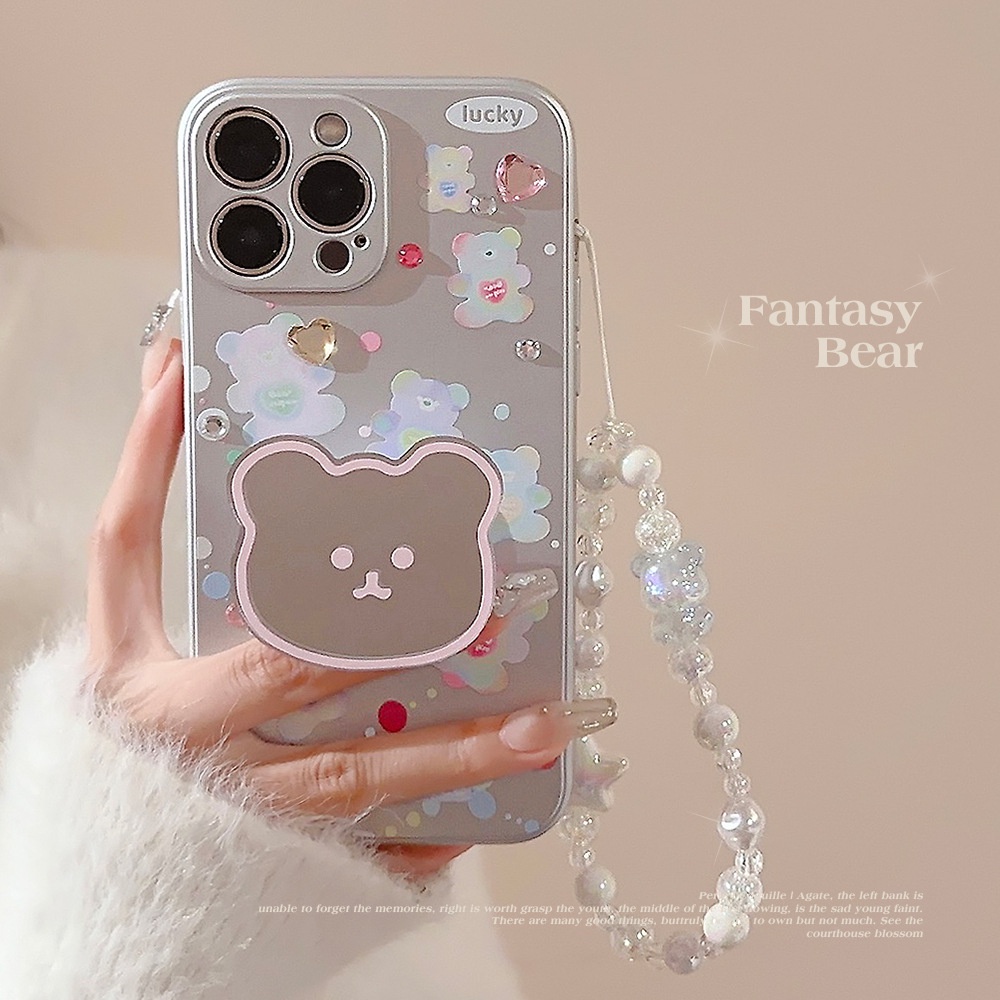 Premium color diamond Bear stand bracelet fall-proof phone case tpu ...