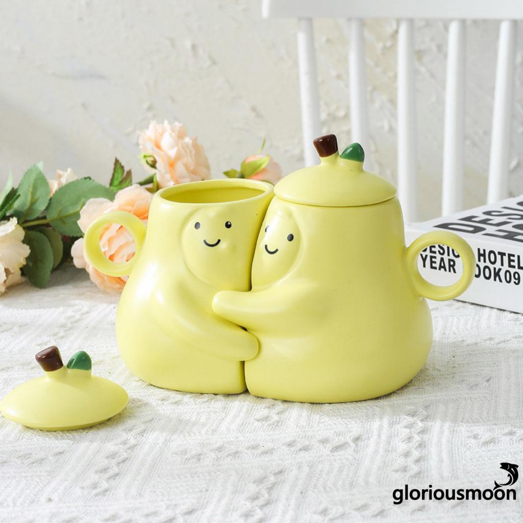 GLORIOUSMOON-Couple Mugs Cute Hugging Fruit Cups Ceramic Milk Coffee ...