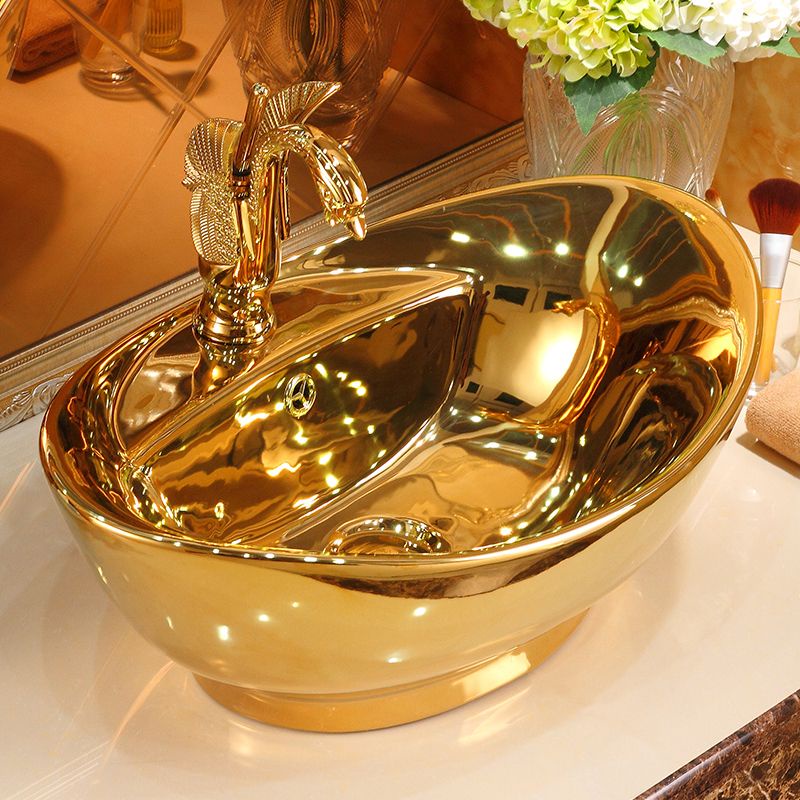 Gold Ingot table basin ceramic art basin European-style toilet table ...