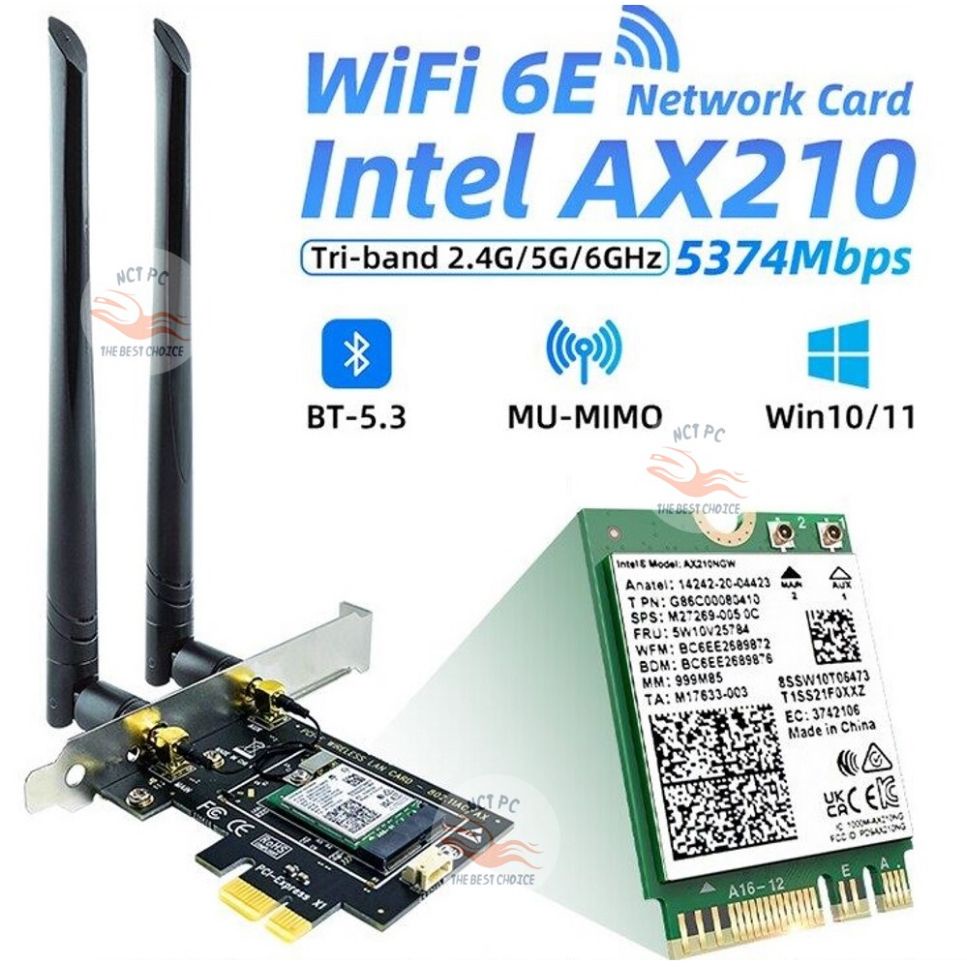 Wireless WIFI CARD with HEAT Sink intel AX210 / AX200 - High speed PC ...