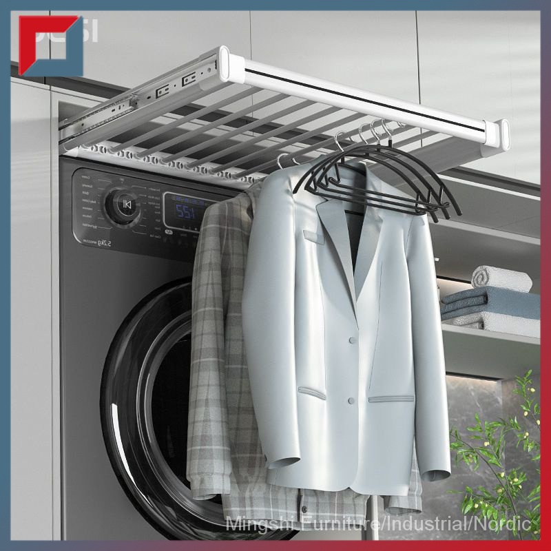 Laundry rack above washing machine drying machine clothes rack pull-out ...