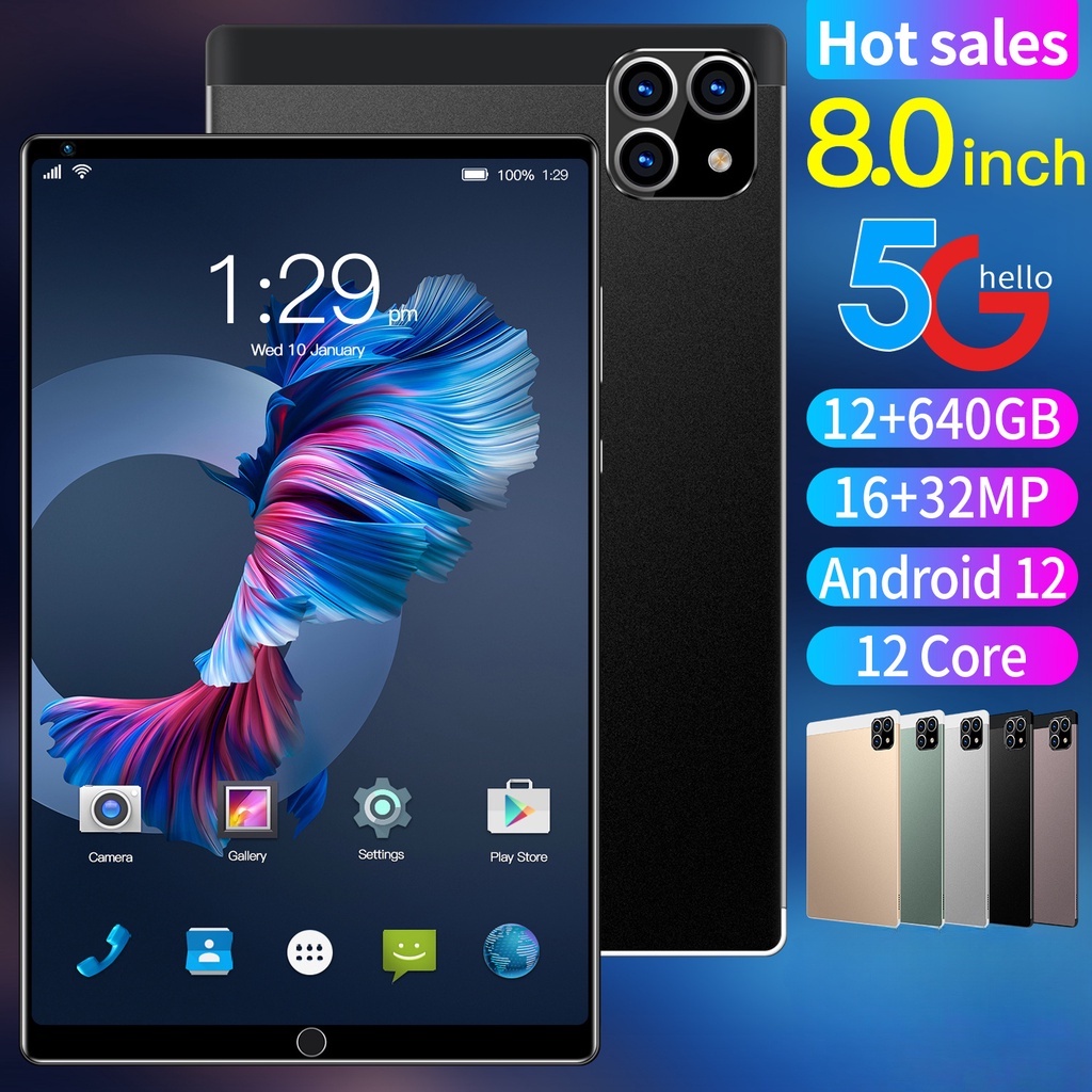 12GB+640GB 8in IPS HD Android Tablet PC 5G Wifi Bluetooth Smart Desktop ...
