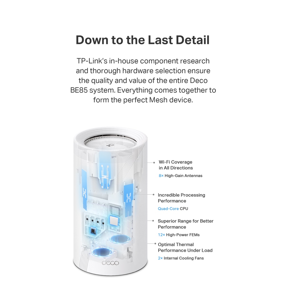 TP-Link Deco BE85 BE22000 WiFi 7 Tri-Band Whole Home AI-Driven Mesh ...