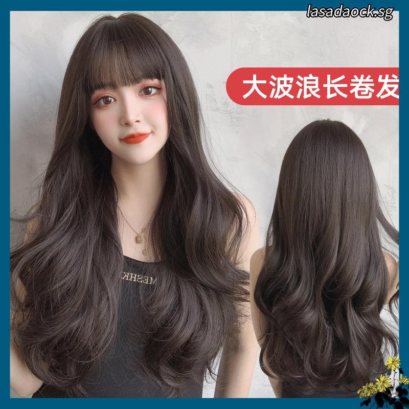 Wavy Fluffy Long Curly Full Hair Wig With Bangs 68CM Long Hairwigs Full ...