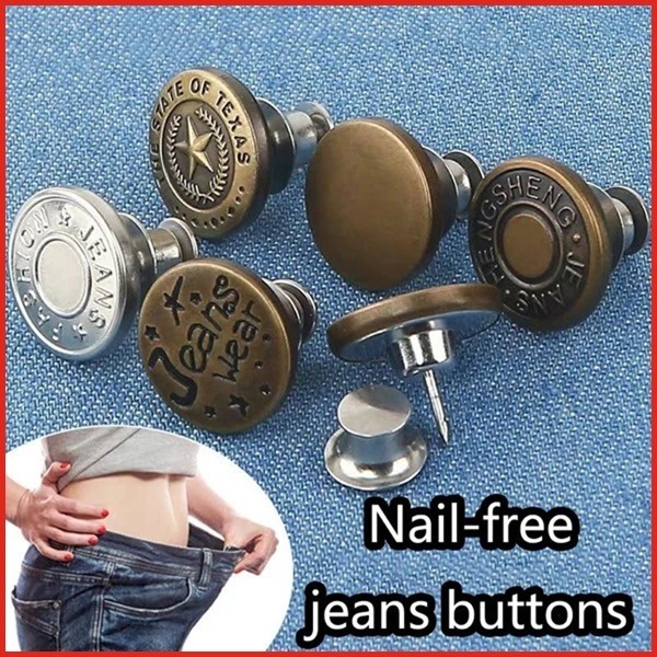 HOME⭕Jeans Button,Nail Sewing-Free Retro Metal Buckles For DIY Clothing ...