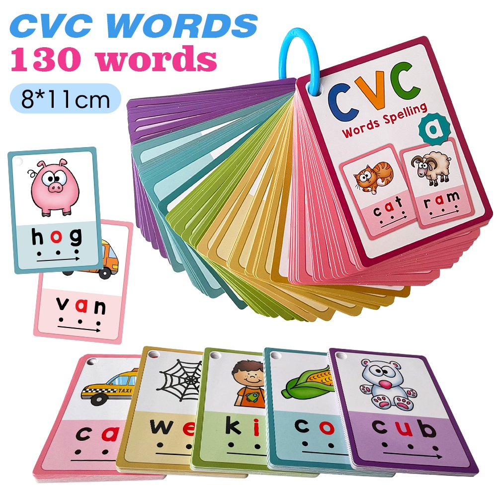 70Pcs CVC Words Phonics English Flashcards for Kids Children ...