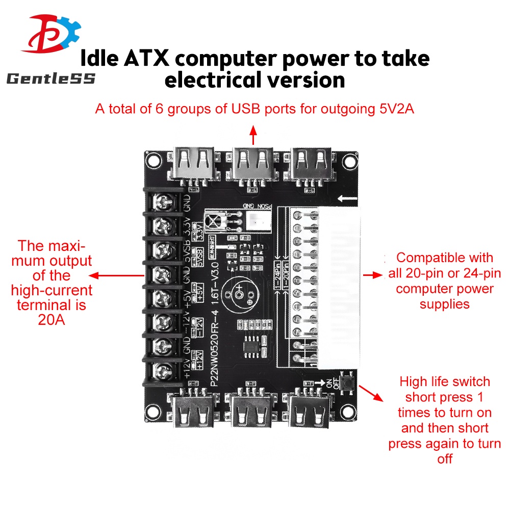 USB Charging Desktop Chassis Power Adapter Board Power Extraction Board ...