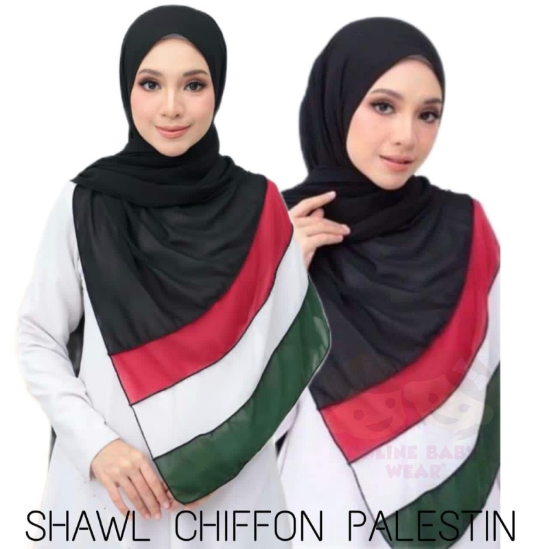 Tudung SHAWL PALESTINE Heavy Chiffon / Shawl Keknis 1.8meter Palestin ...