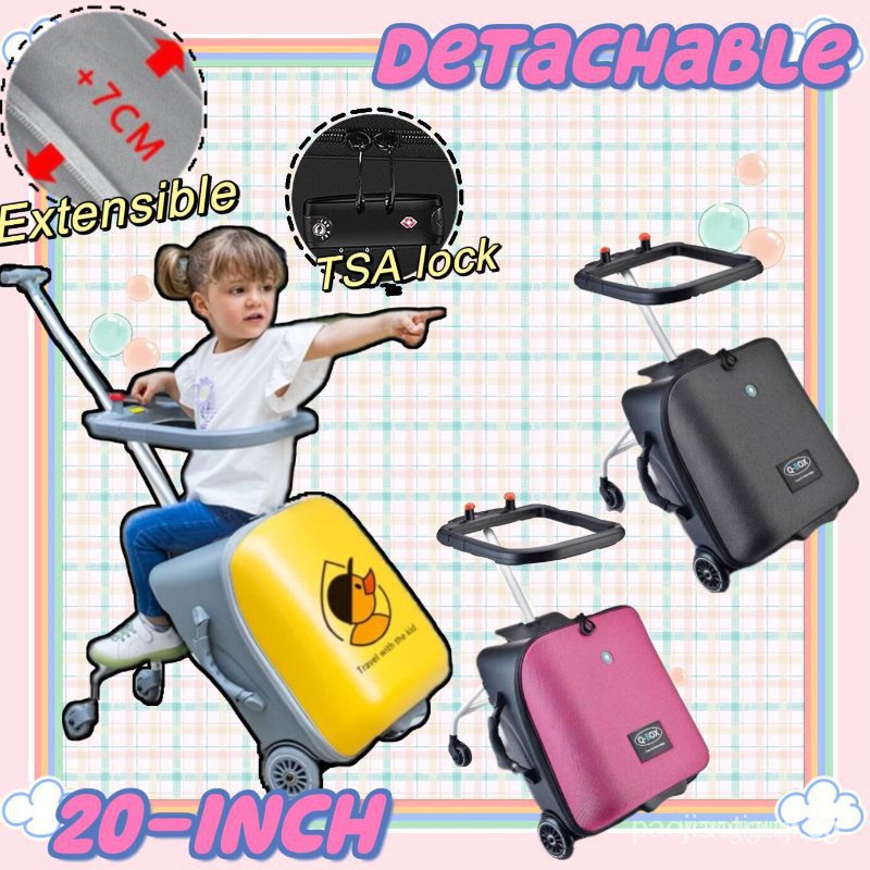 Seatable&ScalableLuggage Suitcase Foldable trolley kids luggage Baby ...