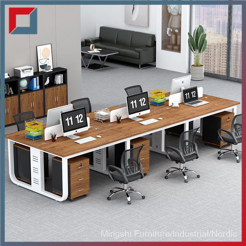 Staff desk, workstation, screen combination, simple modern office staff ...