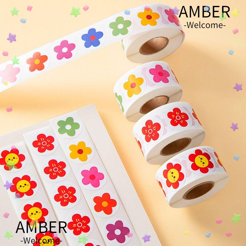 AMBER 500Pcs/Roll Praise Stickers, Cartoon Self-adhesive Kindergarten ...