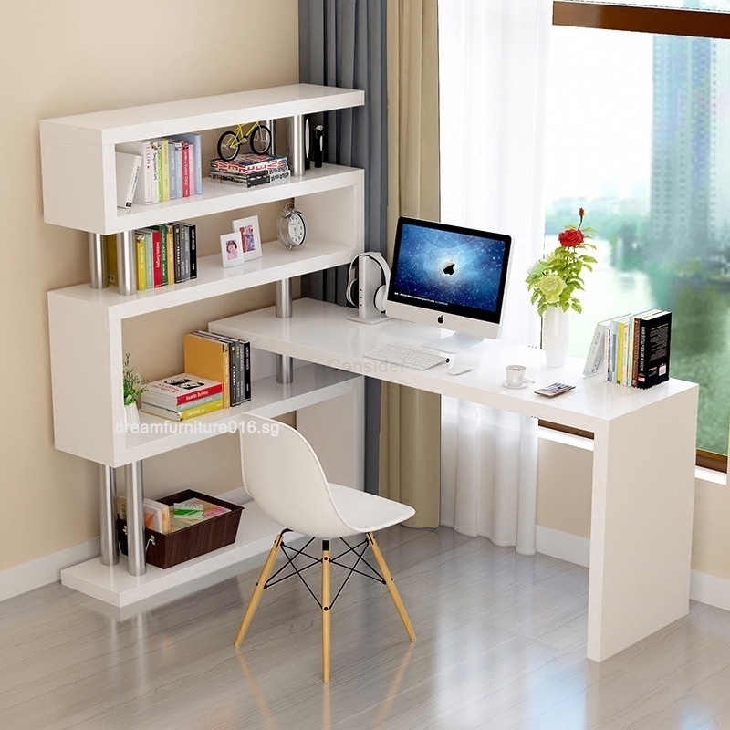 JINQUANJIA Computer Table Bookshelf Integrated Computer Desk Bedroom ...