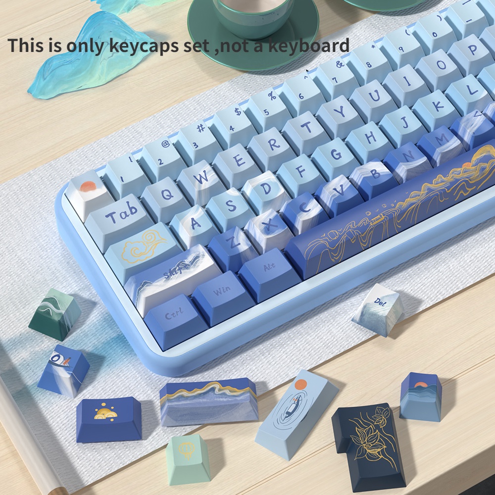 PBT Lavender Blue Graffiti Original Theme Keycap Cherry Height Chinese ...