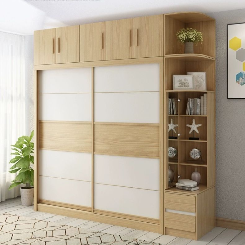 [Pre-order] Nordic storage sliding door wardrobe home bedroom cabinet ...