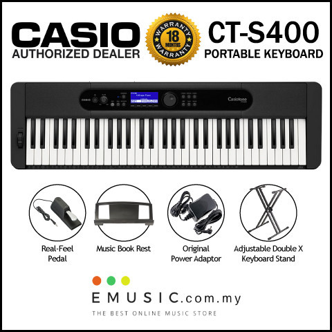 Casio CT-S400 61-Key Portable Keyboard With Real Feel Pedal (Casiotone / CTS400 / CT S400 ...