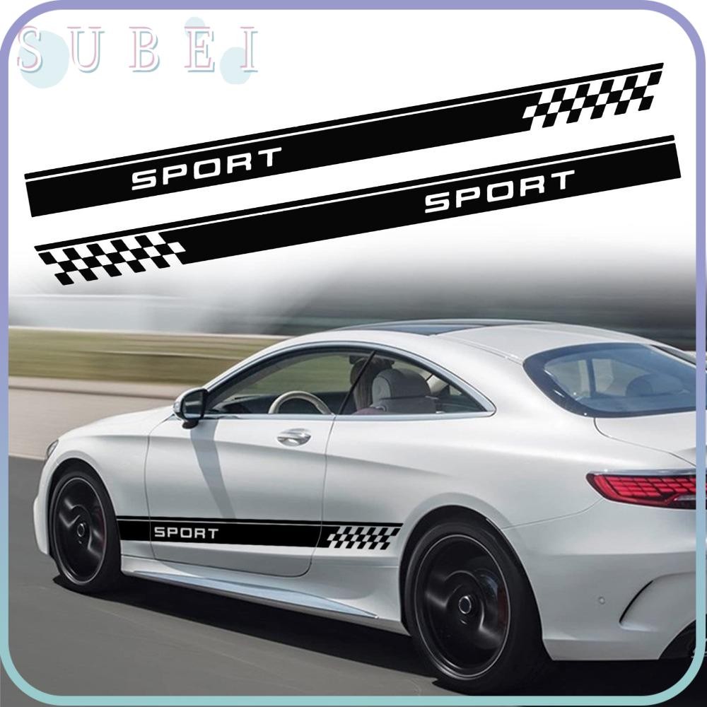 SULIN 2Pcs Stripe Graphic Car Side Body Decal, Long PVC Car Side Skirt ...
