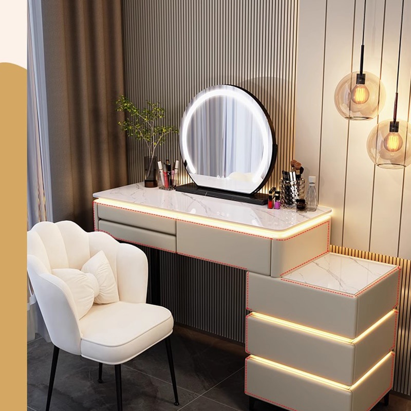 Modern Dresser Makeup Tables Vanity Mirror Led Drawer Makeup Dressing ...