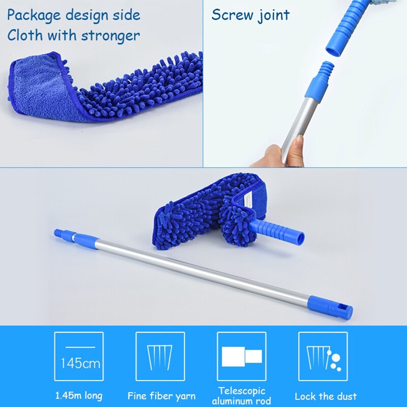 T-Shape Ceiling Fan Duster+Extendable Pole Dust Telescopic Rod Cleaner ...