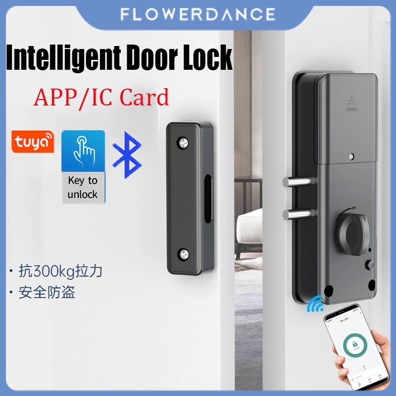 Tuya No Drilling Smart Door Lock Ic Card Invisible Sensor Lock Entry ...